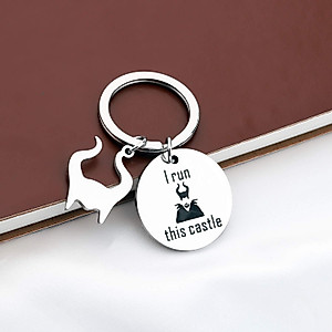 PLITI I Run This Castle Keychain Horns Resting Witch Face Charm Gift (run this castle)