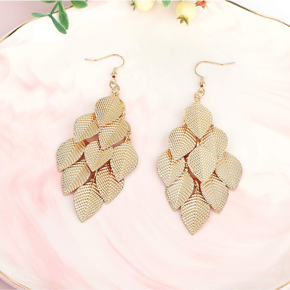 Jstyle Grecian Goddess Costume Accessories Set for Women Leaf Headband Coil Upper Arm Bracelet Dangle Earrings for Wedding Toga Party