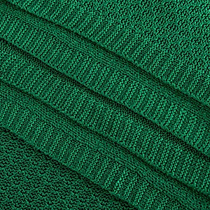 NTBAY Natural Bamboo Cable Knit Throw Blanket, 2.2 lbs Soft and Cooling Touch Bed Blanket, 51x67 Inches, Green