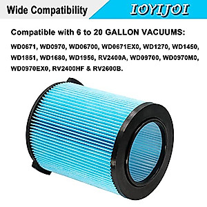 1 Pack VF5000 3-Layer Pleated Paper Replacement Filter Compatible with Ridgid 6-20 Gallon Wet Dry Vacuums WD1450 WD0970 WD1270 WD09700 WD06700 WD1680 WD1851 RV2400A
