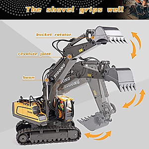 PREPOP Remote Control Excavator Toy for 6-12 yr Boys, Best Birthday Gifts for Kids 4-7 8 9 10 11 Year Old, RC Construction Toys with Metal Shovel, Lights, Sounds 2.4Ghz