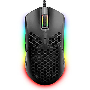 Wired Lightweight Gaming Mouse,6 RGB Backlit Mouse with 7 Buttons Programmable Driver,6400DPI Computer Mouse,Ultralight Honeycomb Shell Ultraweave Cable Compatible with PC Gamers,Xbox,PS4 (black)