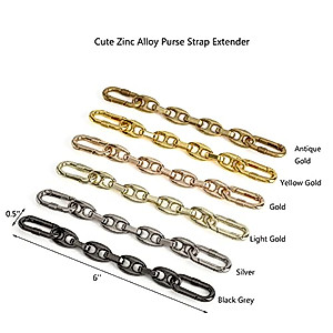 Metal Purse Chain Strap Extender for Accessory Charms,Lengthen Crossbody Shoulder Handbags Strap(No.1 Black Grey)