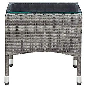 Higsose Coffee Table Gray 23.6"X15.7"X14.2" Poly Rattan，Dining Table，Living Room Tables，Pedestal Coffee Table，Tiny Coffee Table，Bar Table，Coffee Tables for Living Room