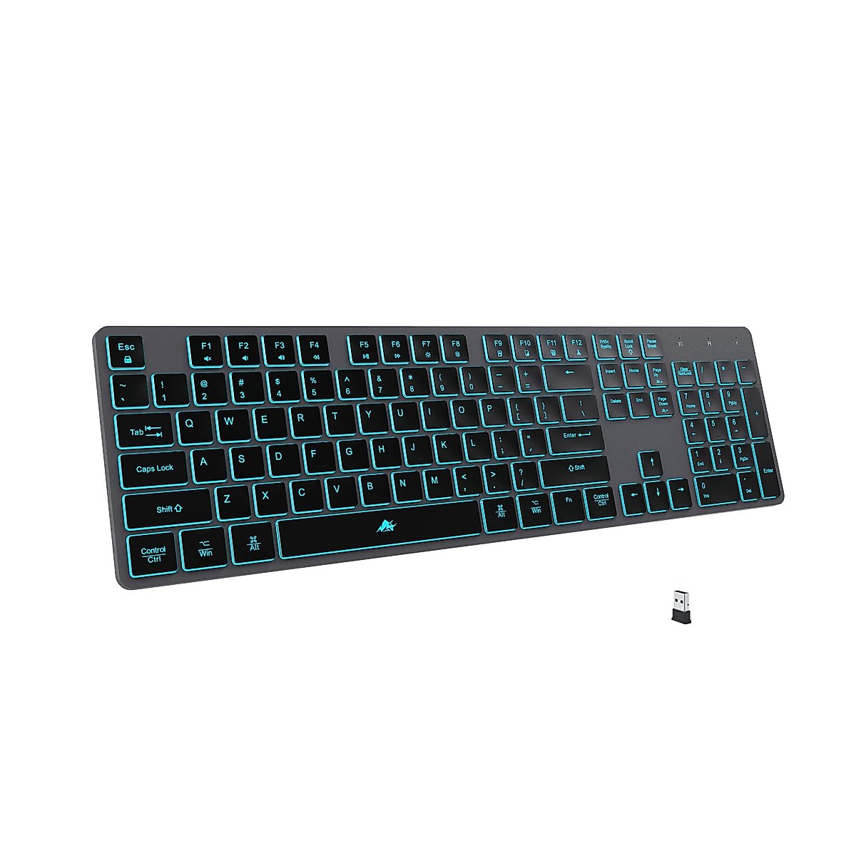 Wireless Backlit Keyboard, Rechargeable USB Silent Keyboard, 2.4G Cordless Full Size, Compatible with Apple iMac, MacBook and PC, Computer Laptop, Space Gray…