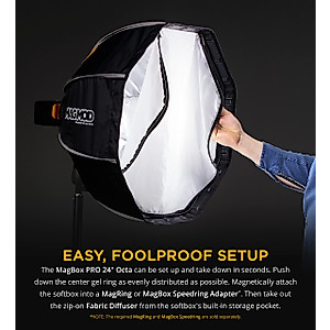 MagMod MagBox PRO 24" Octa Softbox with Integrated Gel Slot and Storage Pocket for Fabric Diffuser | Compatible with Speedlight Flashes and Strobes