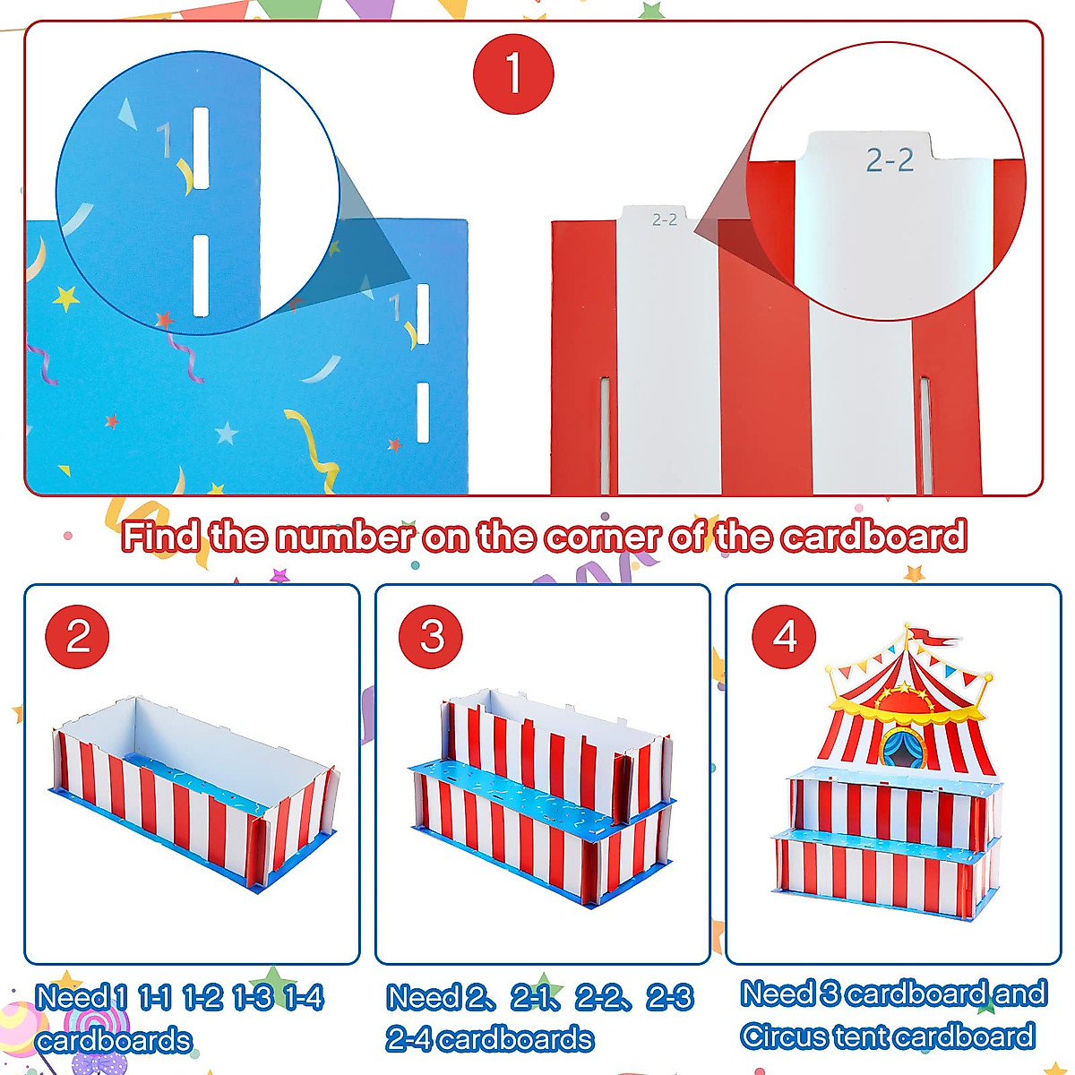 2 Pack Circus Tent Shaped Lollipop Stand 2 Tier Circus Lollipop Candy Stand 48 Suckers Dessert Table Display Set Carnival Theme Tent Design for Circus Birthday Party Favor Decoration Supplies