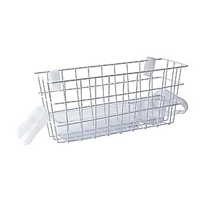 HealthSmart Walker Storage Basket with Cup Holder and Insert Tray, FSA Eligible, No Tools Needed, Universal Fit, White, 16 x 5.5 x 7, Walker Accessories Basket