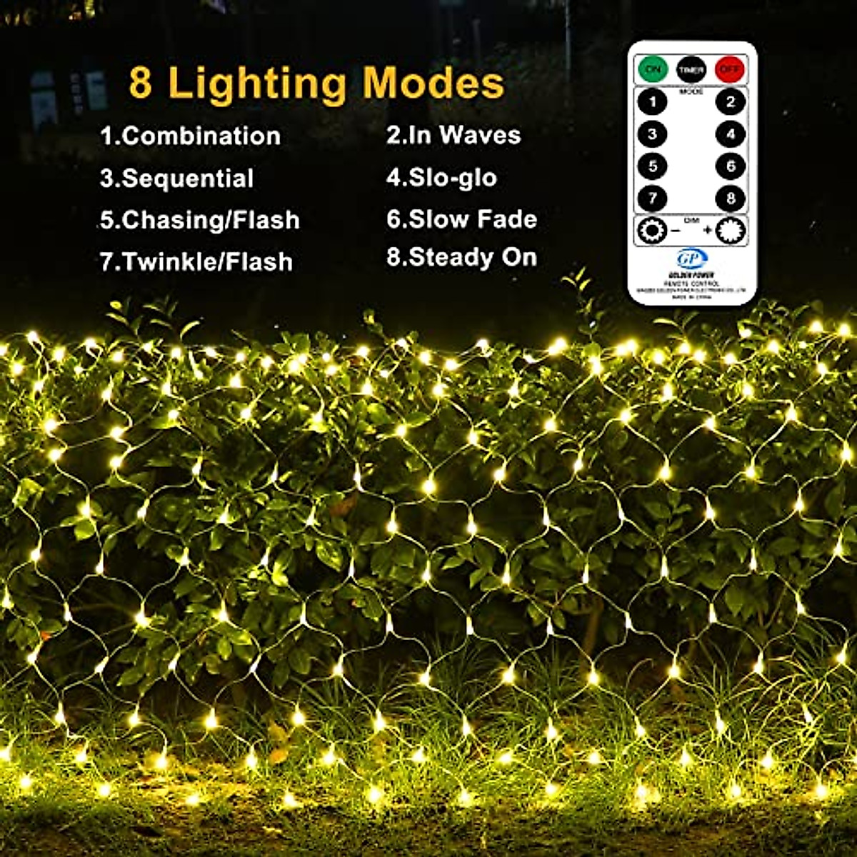Yeghujar Christmas LED Net Lights, 390 LED 11.8ft x 5ft 8 Modes Mesh Fairy String Lights, Xmas Decorative Lights for Christmas Trees, Bushes, Weddings, Garden, Indoor Outdoor Decorations (Warm White)