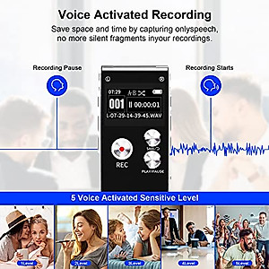 32GB Digital Voice Recorder - Voice Activated Recorder with Playback, Portable Tape Recorder for Lectures, Meetings, Interviews, Audio Recorder with Microphone USB Cable, MP3 Player