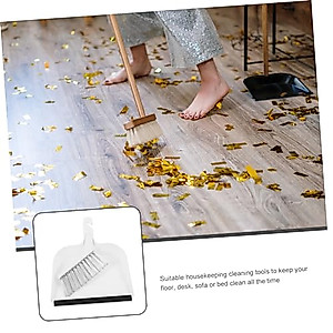 BUTIFULSIC 1 Set Mini Table Broom Portable Broom and Dust Pan Messes Dustpan Mini Dust Pan Mini Dustpan Broom and Dustpan Stand up Broom Multi-Function Whisk Broom Cartoon Broom Plastic White