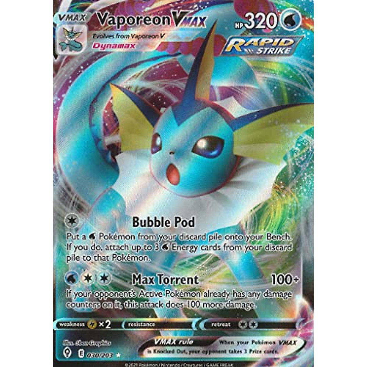 Vaporeon VMAX - 030/203 - Ultra Rare - Evolving Skies - NM/M
