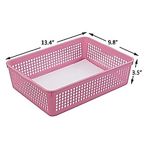 Easymanie Colorful Plastic Basket Tray, A4 Paper Baskets, Pack of 6