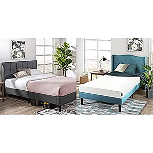 ZINUS Lottie Upholstered Platform Bed Frame, Grey, Twin & 6 Inch Green Tea Memory Foam Mattress / CertiPUR-US Certified / Bed-in-a-Box / Pressure Relieving, Twin, White