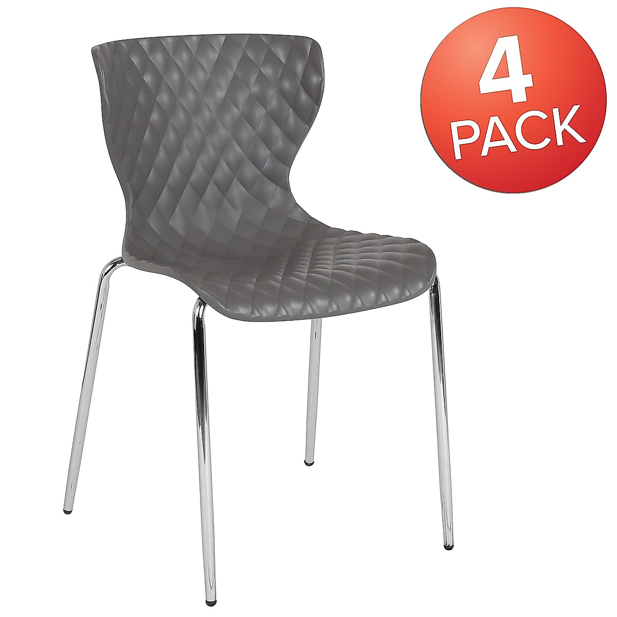 Flash Furniture 4 Pack Lowell Contemporary Design Gray Plastic Stack Chair