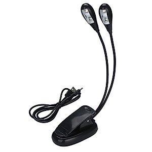 Toxz Mini Portable LED Double Arms Desk Table Lamp with Clip,Battery/USB Powered,Reading Light,Adjustable Brightness,Protect Eyes