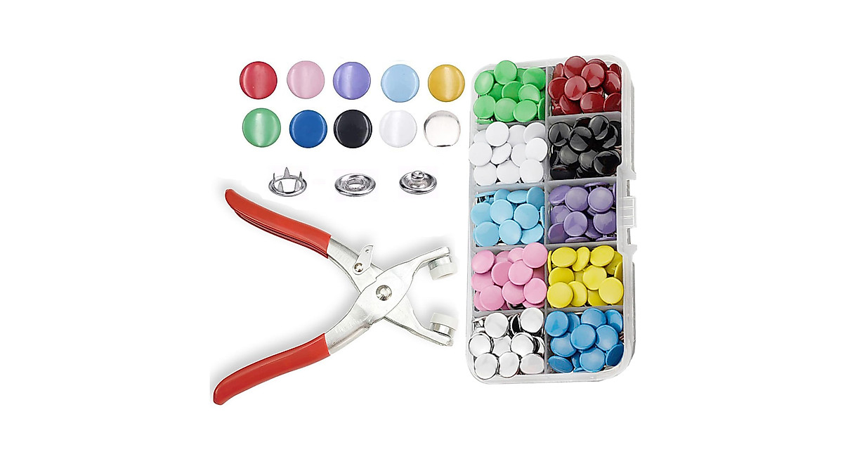 Minestylish 100 Sets Metal Snaps Buttons Kit for DIY Crafts & Clothing