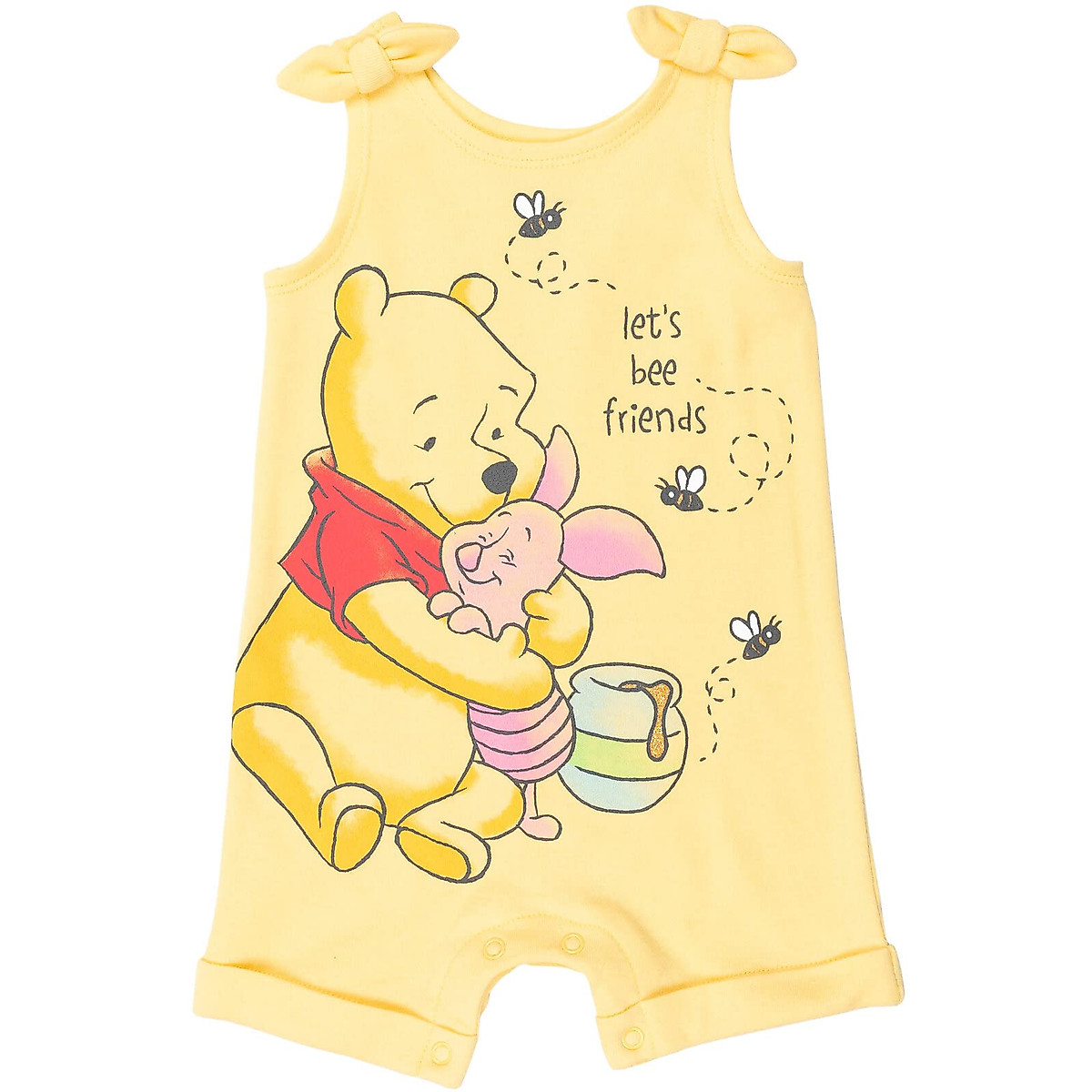 Disney Winnie the Pooh Infant Baby Girls Snap Romper and Headband Yellow 18 Months