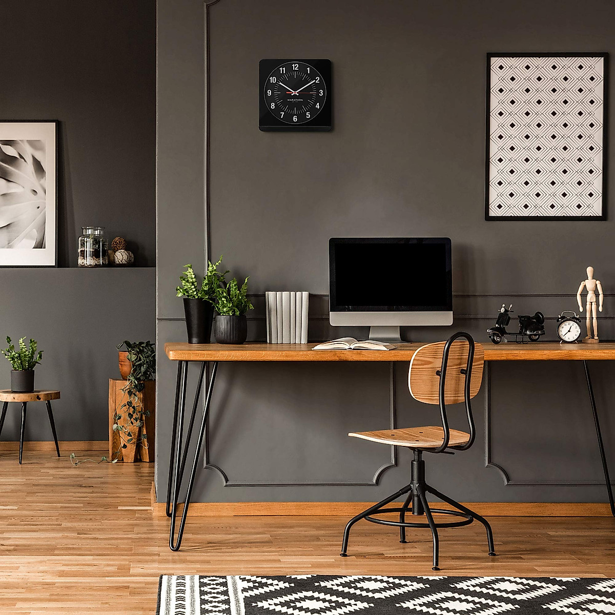 MARATHON Studio Edition Jumbo 12 Inch Analog Wall Clock with Auto Night-Light