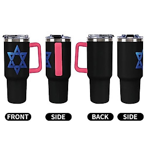 Israel Flag 40 Oz Car Cup Stainless Steel Travel Mug Leak-Proof Insulated Tumbler with Handle Light Rose Red-style