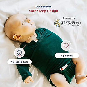 embe Baby Eczema Sleep Aid Sleeper Sack for Babies 0-3 Months, 6-14 lbs | Swaddle With Fold Over No Scratch Mittens Attached | No Scratch Sleeves Baby - [Spruce]