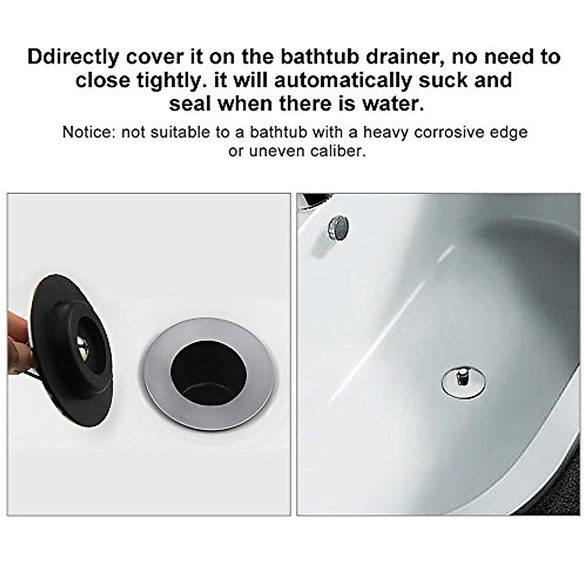 Drain Stopper Bathroom Sink Bathtub Accessories Hair Catcher Trap Strainer,Tub Stopper,Chrome Kitchen Sink Bathroom Bathtub Drain Cover Stopper Solid Metal Waste Plug with Chain