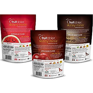Fruitables Soft and Chewy Skinny Minis Grain Free Dog Training Treats Variety 6 Pack - 1 of Each Flavor