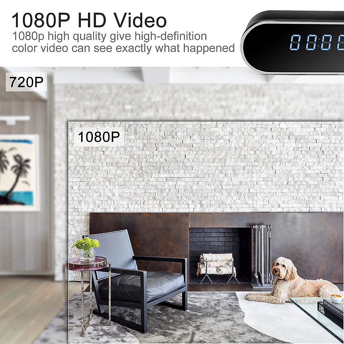 Jigayao Camera Clock, HD 1080P WiFi Alarm Clock Camera with Night Vision/Motion Detection/Loop Recording, Wireless Security Nanny Cam for Home and Office-Support iOS/Android No Audio