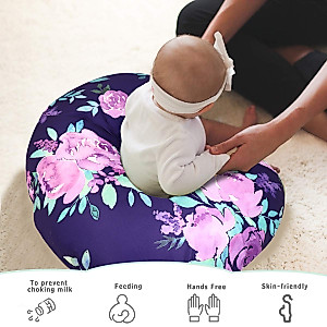 TANOFAR Peekaboo OpeningCar Seat Cover for Babies & Nursing Pillow Cover, Purple Flower Car seat Canopy for Boys Girls, Breastfeeding Pillow Slipcover, Soft Fabric Fits Snug On Infant