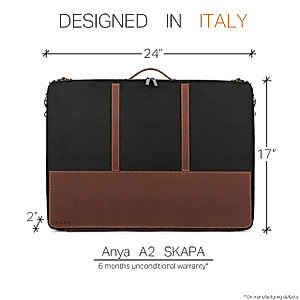 ANYA Luxury Art Portfolio Case 17 x 24” A2 Artist Carrying Bag | Premium Business Artwork Storage Folder | Professional Art Organizer | Drawings Sketches Foam Board Carry Waterproof Briefcase SKAPA