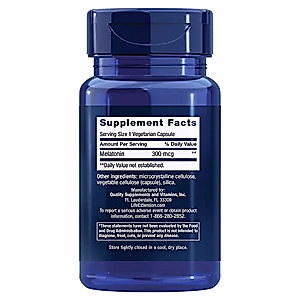 Life Extension Melatonin 300 mcg – Sleep Supplement – For Restful Sleep, Immune Function, Hormone Balance, and Anti-Aging. Gluten-Free – Non-GMO – 100 Vegetarian Capsules
