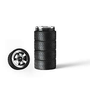 MISHOWNET Tyre Tire Coffee Tea Mug Stainless Steel Interior Durable Cup Personalized Attractive Mug Gift for Car Lover 320ml 11oz Black MCCM01B