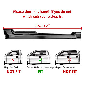 KUAFU Rocker Panel Extended Pair Compatible with 2009-2014 Ford F150 Truck Super Cab
