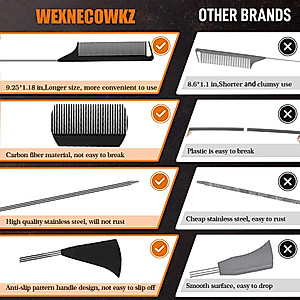 3 Pieces Rat Tail Comb Carbon Fiber Teasing Combs Parting Braids Comb Stainless Steel Pintail Comb Barber Styling Combs for Women Men Fine Teeth Salon Hairdressing Hair Care Tools