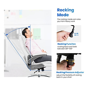 Ergonomic Office Chair, Big and Tall Office Chair with Built-in Lumbar Support & Flip-Up Armrests, High Back Height Adjustable Executive Leather Desk Chair Computer Chair, Rolling Swivel Task Chair