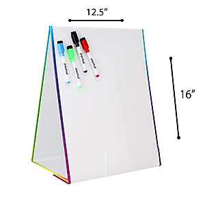 Tabletop Magnetic Easel & Whiteboard (2 Sides) Includes: 4 Dry Erase Markers. Drawing Art White Board Educational Kids Toy