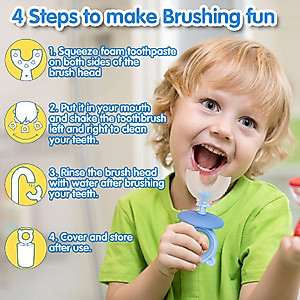 COLOROUND 2 Pack Kids U Shaped Toothbrush for Toddlers Age 2-6, Silicone Baby Toothbrush with Storage Cup, Baby Manual Training Toothbrush 360° Oral Teeth Care for Children