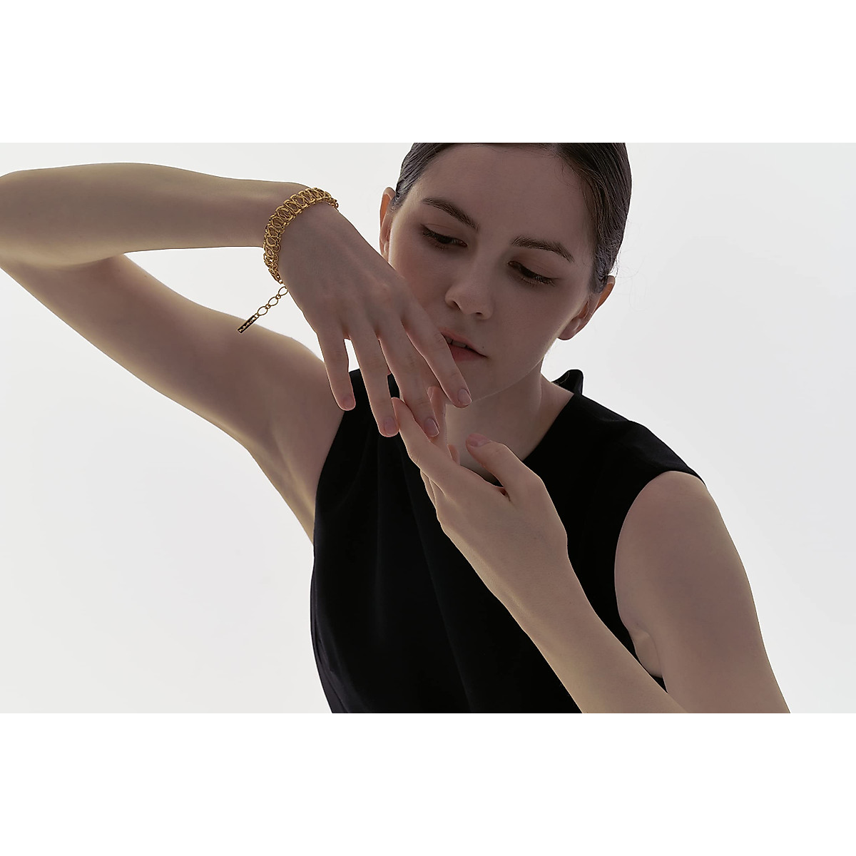 GANALUX 18K Gold Plated Bracelet for Women, Elegance Design Link Chain Jewelry Made in Korea (Lace)