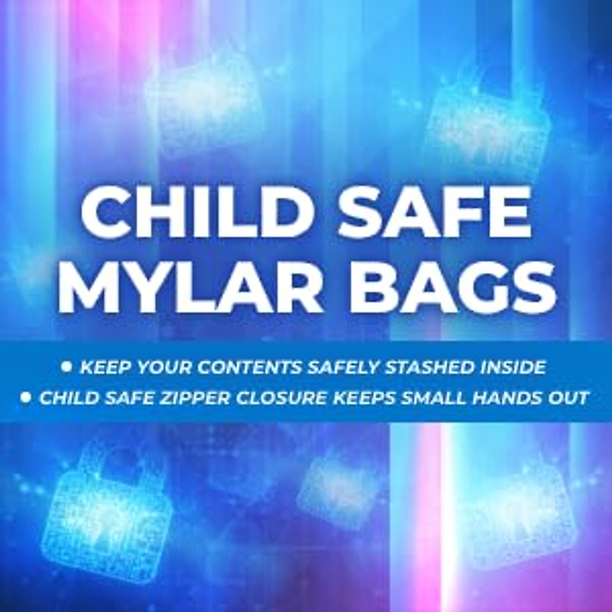Loud Lock Mylar Bags Child Resistant Grip N Pull 1/4 Ounce All White - 100 Count 6.7" x 4" 6mill Thickness - Mylar Bags For Food Storage - Resealable Bags - Smell Proof Bags
