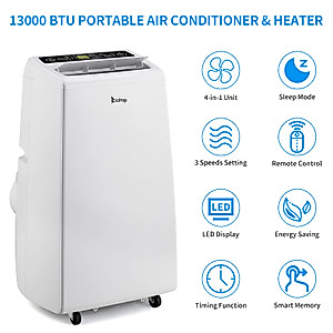ROVSUN 8,000 BTU Portable Air Conditioners with Remote & APP Control, 3-in-1 Room Air Conditioner, Rolling AC Unit with Digital Display, 24H Timer & Installation Kits for Home Office Dorms