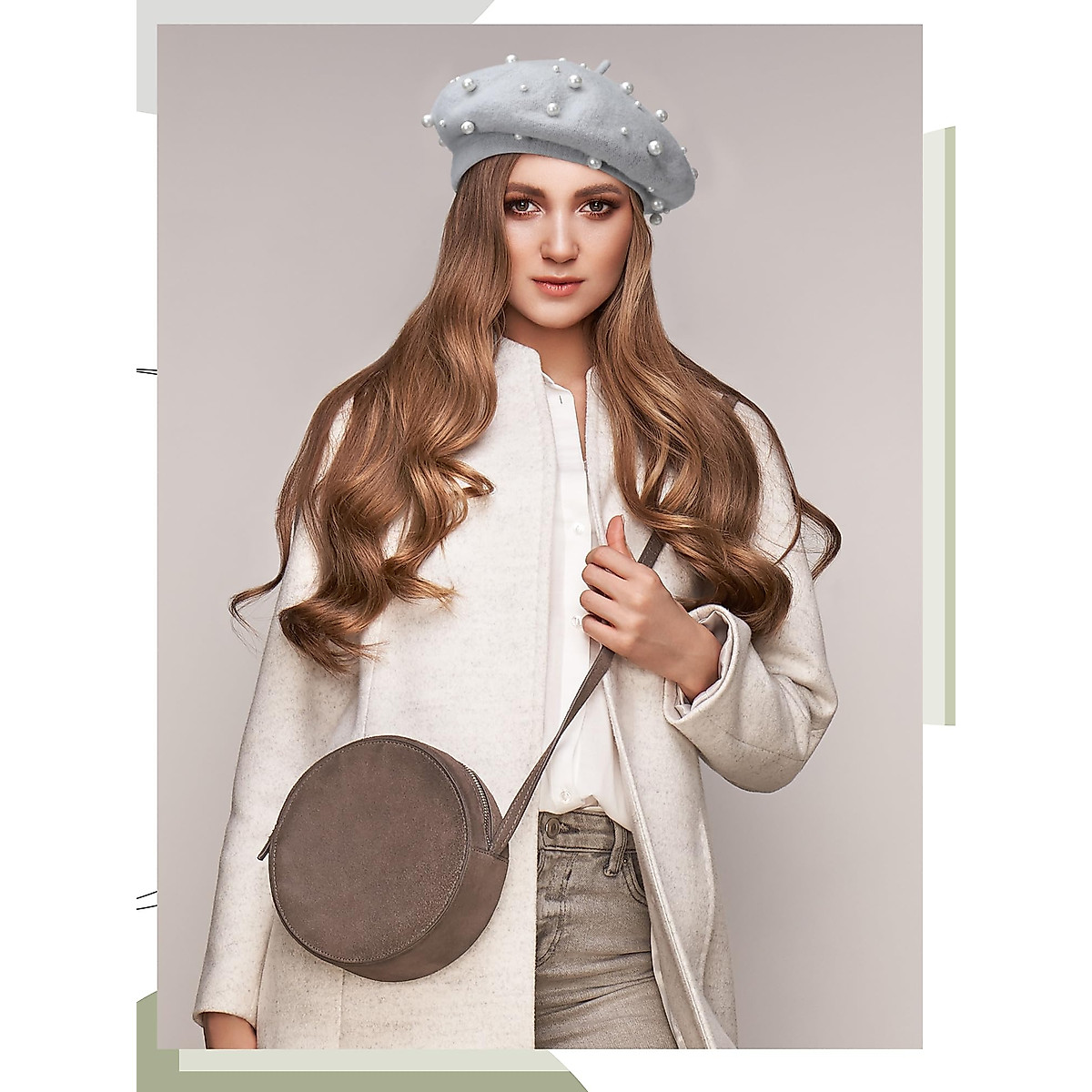 Vabean Wool Berets Pearl Beaded Beret Cap Beanie French Beret Hats for Women Sweet Elegant Starry Pearl Hat(Chic Color,6 Pcs)