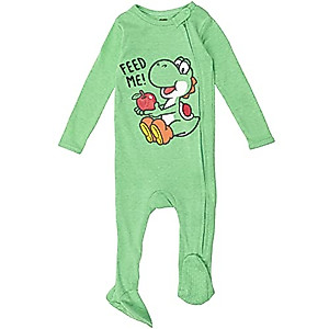 Super Mario Mario Luigi Yoshi Baby Boys 2 Pack Zip-Up Sleep N' Play Coverall 3-6 Months Red/Green
