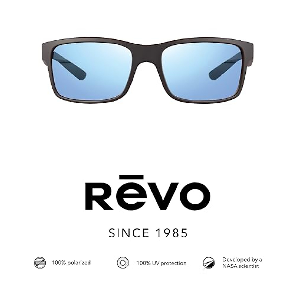 Revo Sunglasses Crawler: Polarized Lens with Performance Rectangle Wrap Frame, Matte Black Tortoise Frame with Blue Water Lens