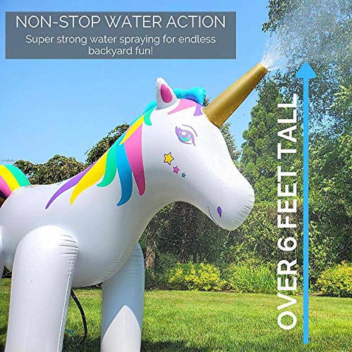 SWIMLINE Humongous Backyard Unicorn Sprinkler for Outdoor Fun and Adventure | Included Anchor Set, Standard Hose Connection, 6 Feet Tall | for Kids and Family Activity and Action
