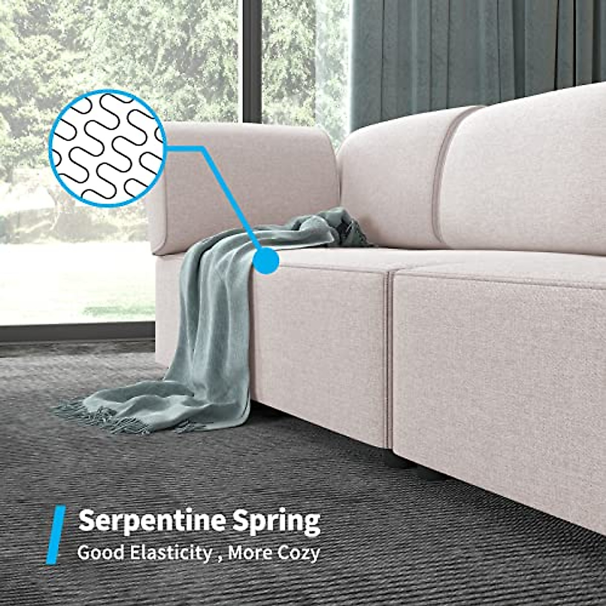 CECER U Shaped Modular Sectional Sofa, Convertible L Shaped Couch Sofa, Queen Sleeper Sofa, Variable Modular Oversized Couches for Living Room, (Beige)