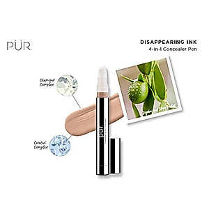 PÜR MINERALS Disappearing Ink 4-in-1 Concealer Pen, Light, 0.12 Fl Oz (Pack of 1)