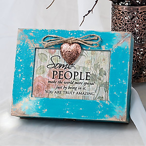 Cottage Garden Some People Make World Special Teal Distressed Locket Music Box Plays Wonderful World