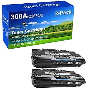2-Pack (Black) Compatible High Capacity 308A 309A (Q2670A) Toner Cartridge use for HP 3500 3500n 3550 3550n Printer