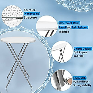 GUAGUA 32" Round Plastic Folding High Top Cocktail Table, 43.5" Bar Height Table for Picnic, Party, Dining, Camping, Beach, BBQ