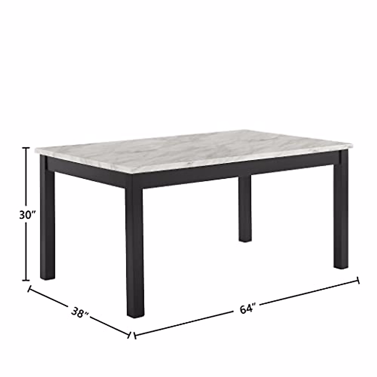 New Classic FURNITURE Celeste Dining Table for 6 with Heat Resistant Faux Marble, 64-Inch, Black Base with White & Gray top